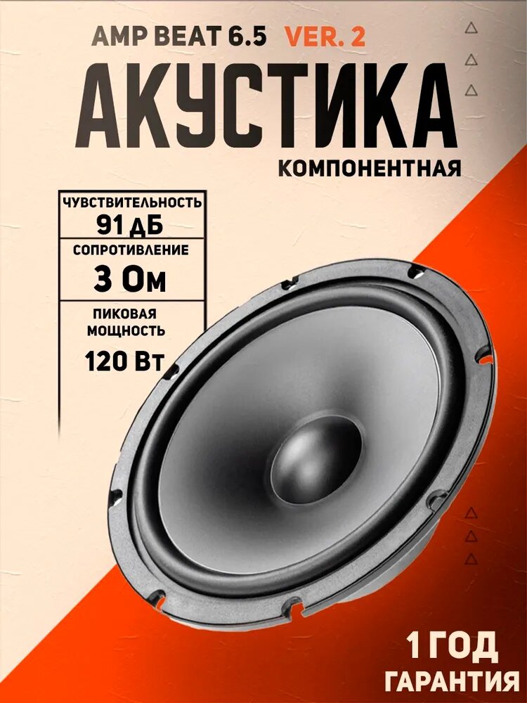 Акустика компонентная AMP BEAT 6.5 V2, 60Вт, 16,5см, 91дБ, черная