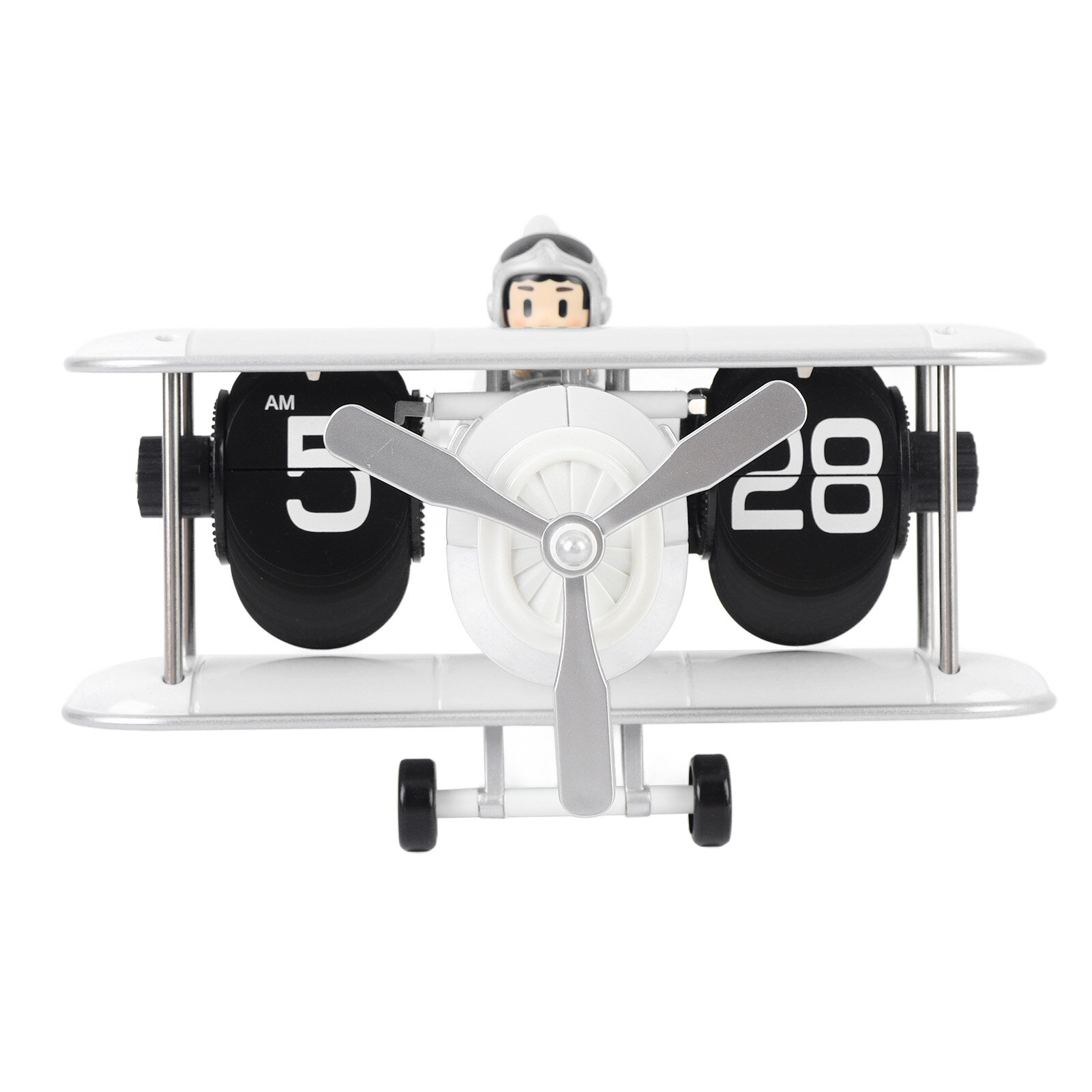 Часы-самолеты с перекидным механизмом, 12 часов, на батарейках в стиле ретро, автоматические перекидные настольные часы для гостиной, спальни, кабинета, офиса, белые