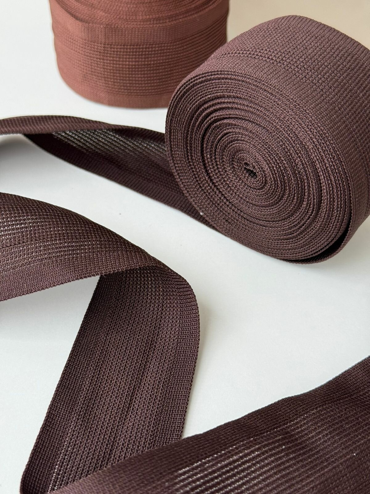 Лента-лампас трикотажная, темно-коричневый, ширина 4 см, отрез 3 м, пэ