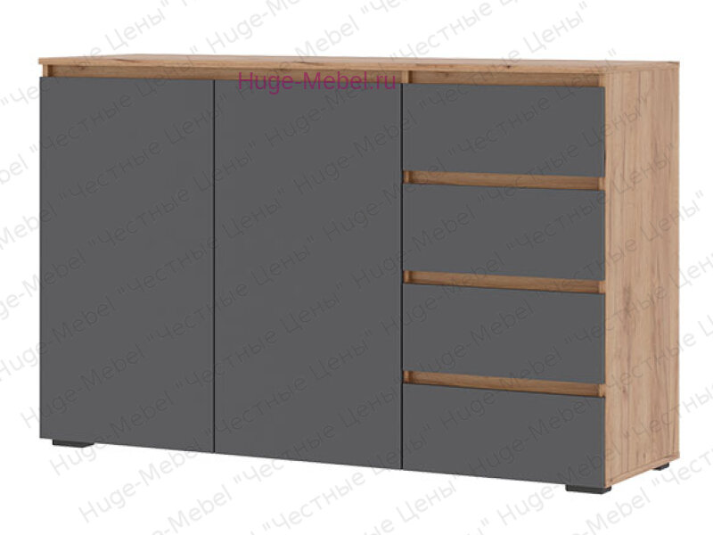 Комод "Хелен КМ 06" графит+крафт Huge Mebel . Ширина 1502 Высота 958. Комоды
