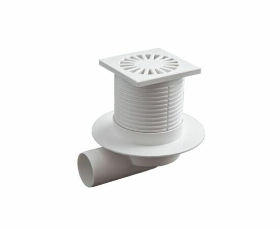 Трап горизонтальный пластиковый регулируемый с пластиковой решёткой 100х100 мм ОРИО ТО-3110