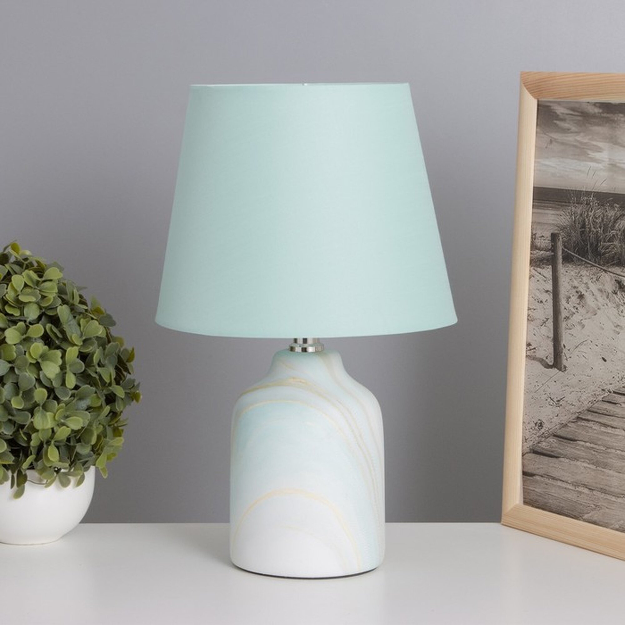 Лампа настольная RISALUX «Жаклин», 40Вт, E14, керамика, текстиль, бирюзовая