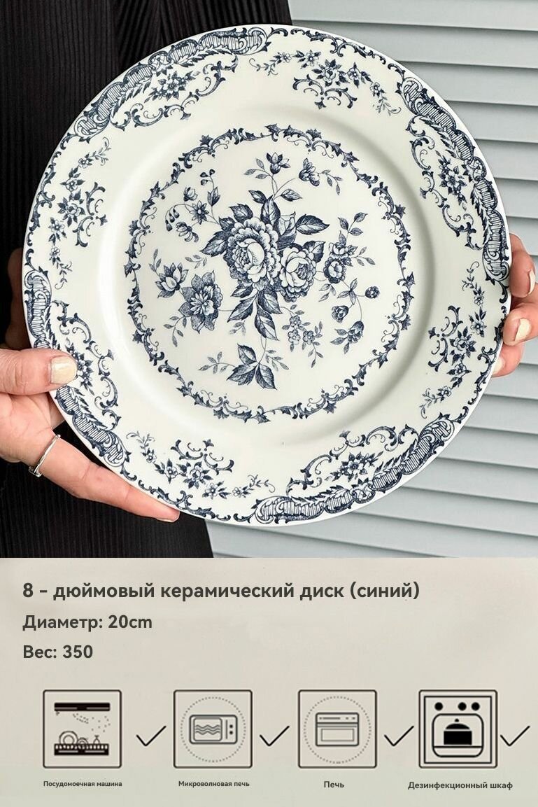 Тарелка 20 см 1 шт синий