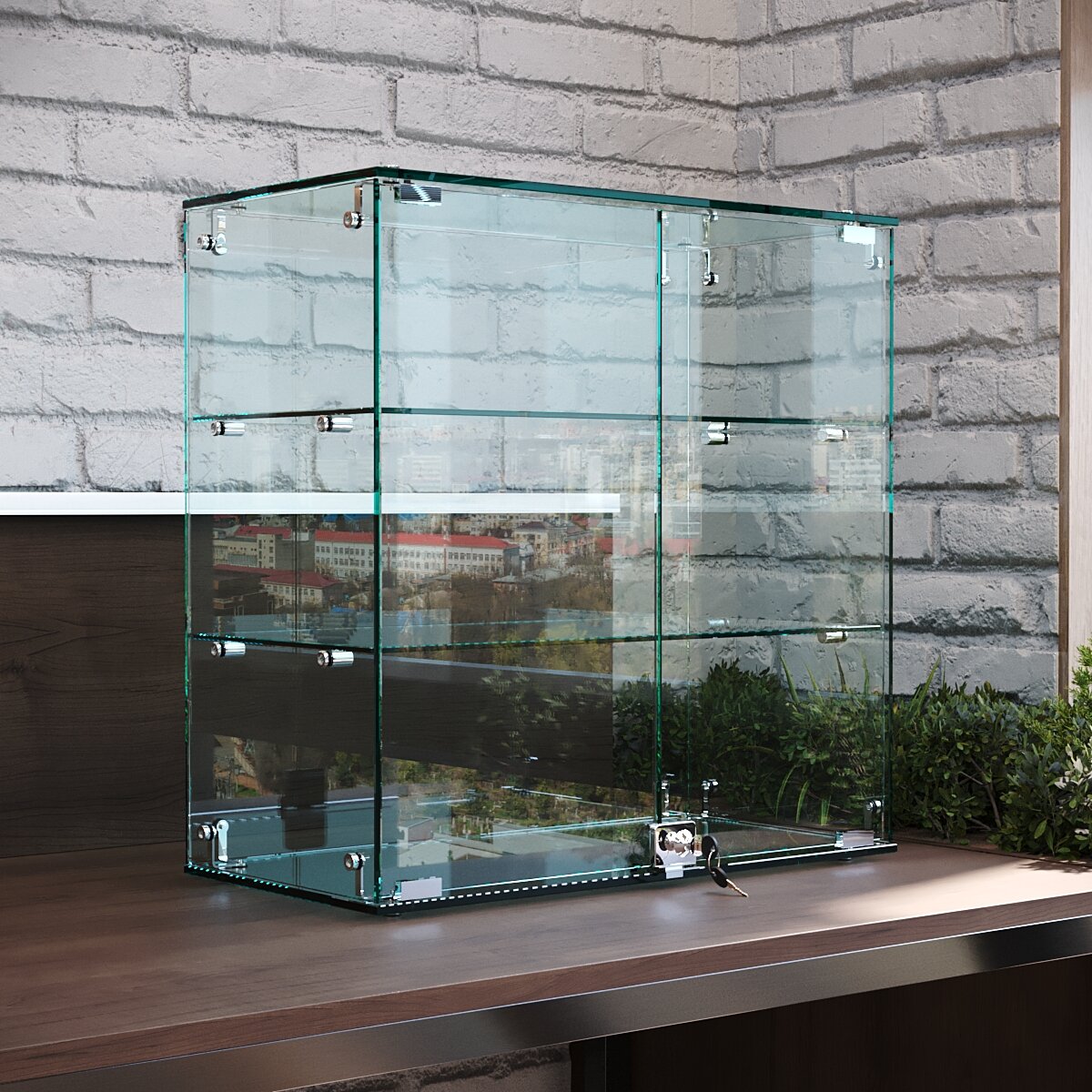 Витрина "истра" настольная №20С (закрытая, задняя стенка - стекло)