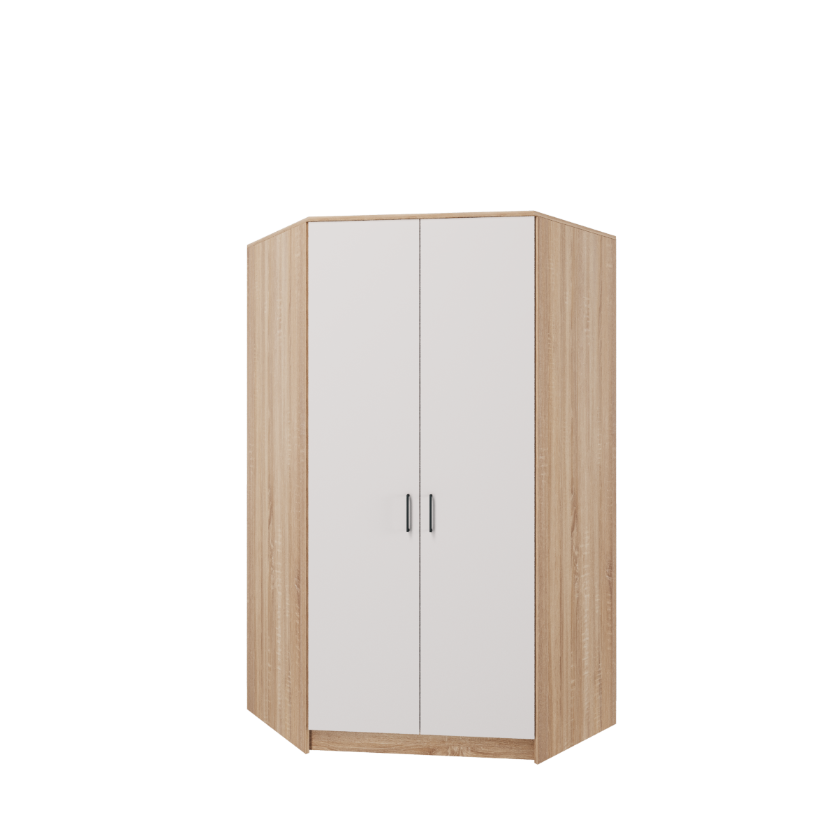 Шкаф для одежды распашной угловой Фреш-3-1, Дуб сонома/Белый, 1100х1100х2000 мм