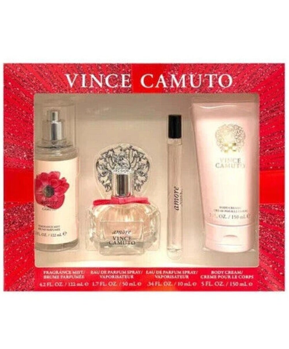 Парфюмерный набор женский VINCE CAMUTO Amore. Edp 50мл, Edp мини-спрей 10мл, крем для тела 150 мл, гель для душа 122 мл