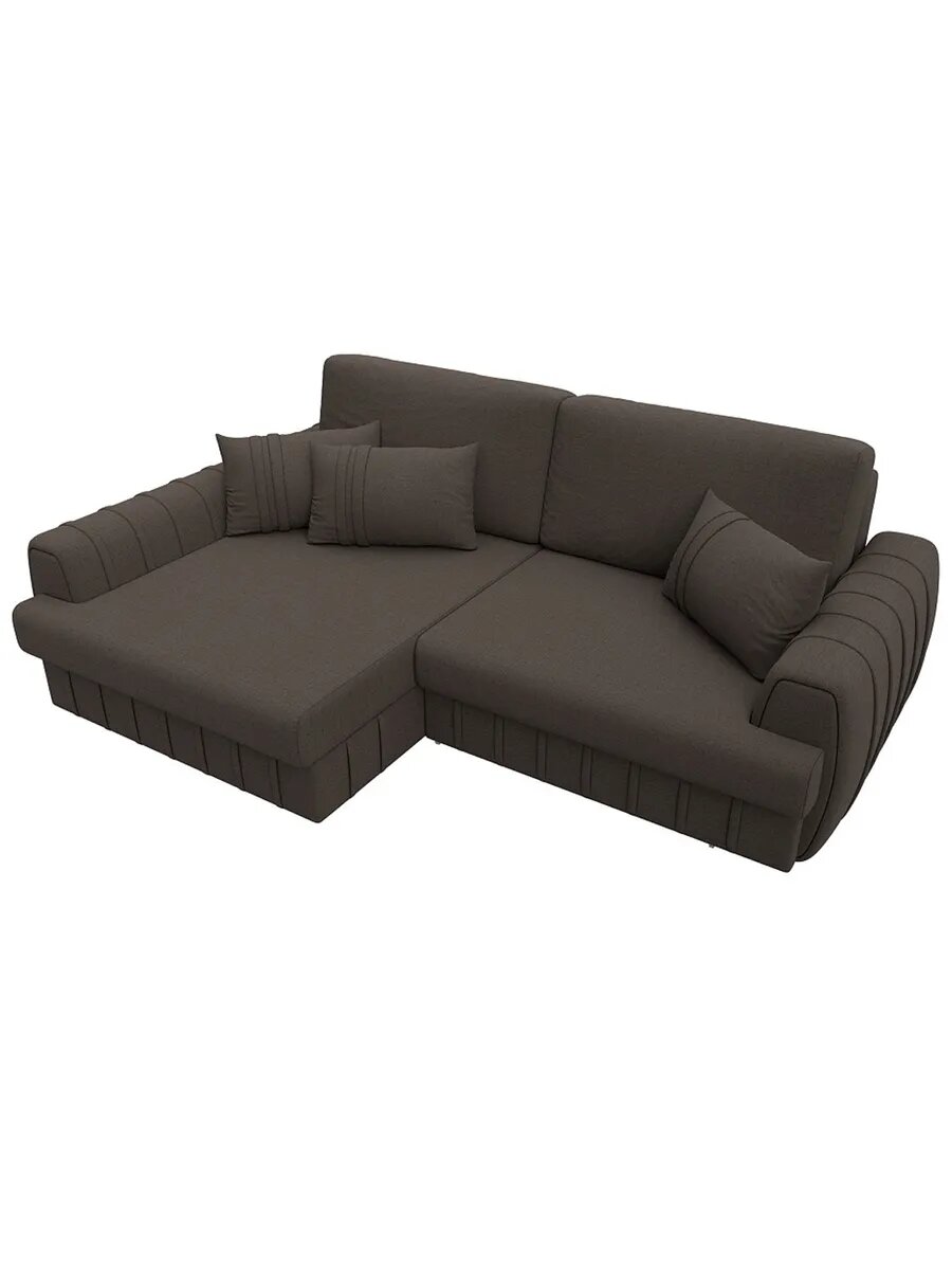 Диван угловой Монако, 240x93x163 см, со спальным местом 143х195 см, пружинный матрас, ящик для белья, угол слева, рогожка