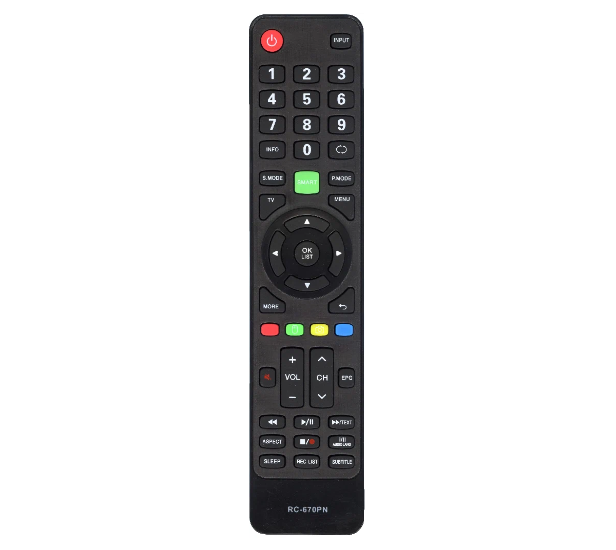 Пульт Huayu RC-670PN, для телевизора, Daewoo, цвет чёрный, ИК-сигнал