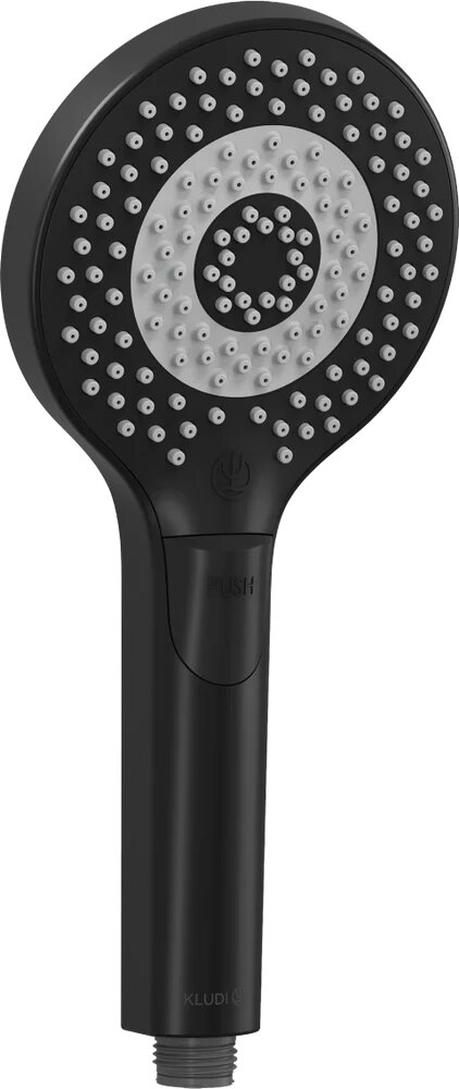 Душевая лейка Kludi DIVE X 3S 6983039-00 с экономией воды, 3 режима, лейка для душа, черная, матовая, круглая