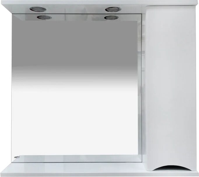 Зеркало Misty Элвис 85 R со светодиодной подсветкой, с полкой, со шкафчиком, 83, 2 см, с розеткой, белое