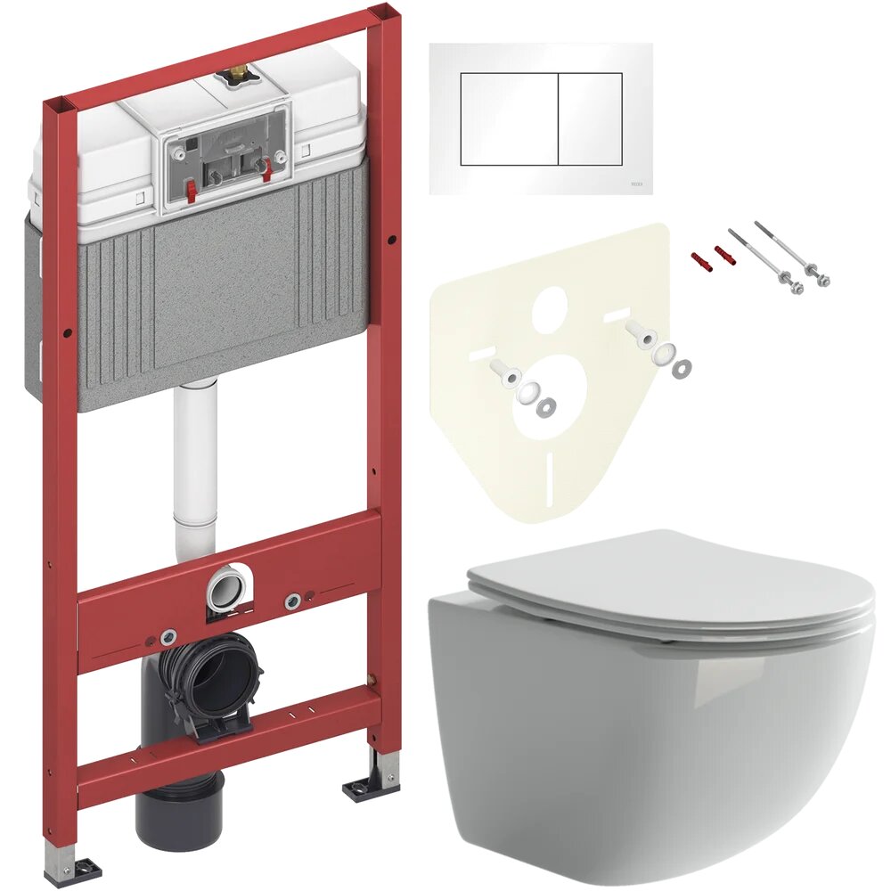 Комплект 2 в 1 Унитаз подвесной Ceramicanova Forma CN3009 / Инсталляция с кнопкой TECE Base 9400413