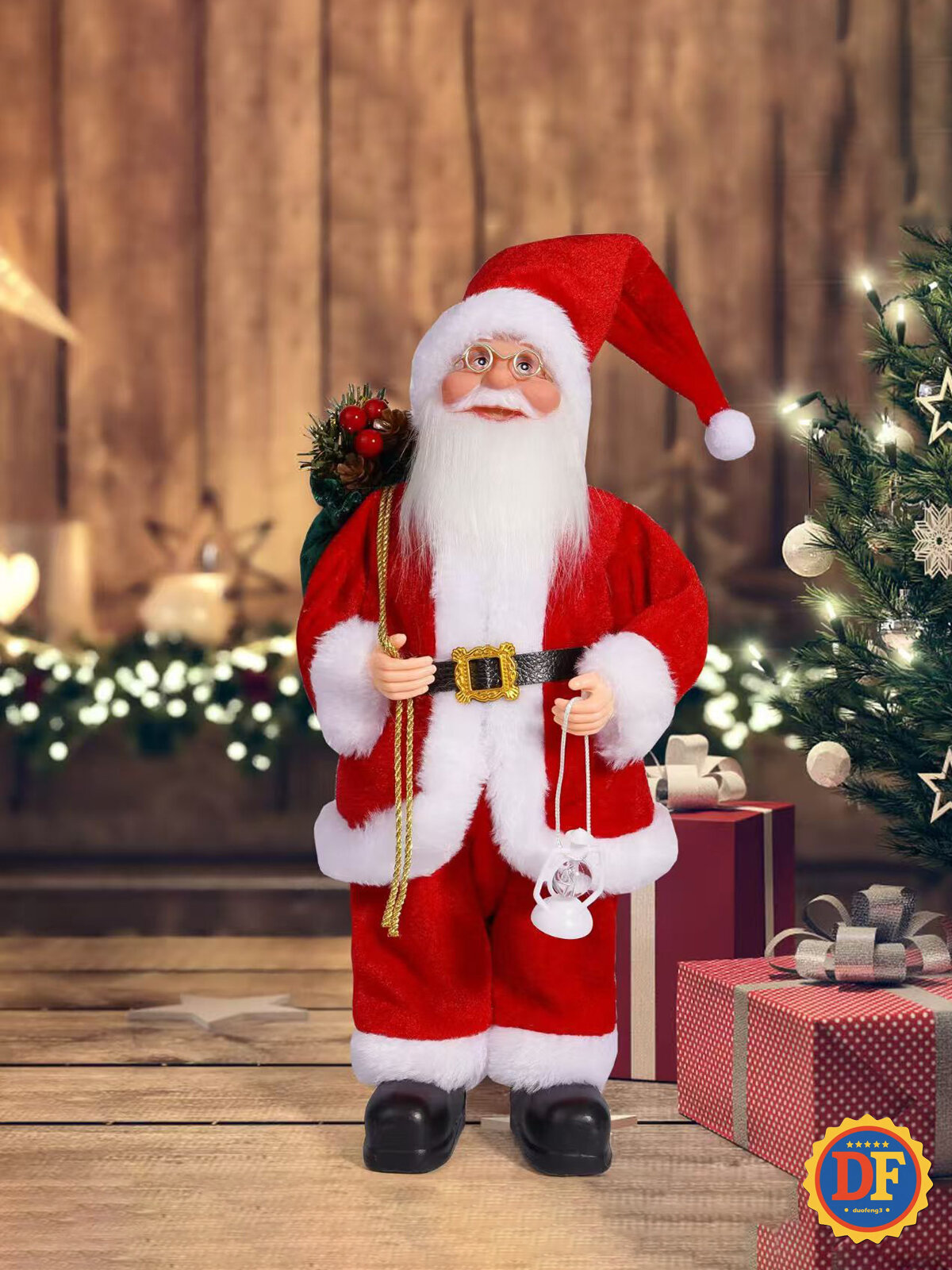 Фигурка Санта Клауса стоячая, 32 см, полиэстер, новогодний декор для дома и ёлки，1 шт.