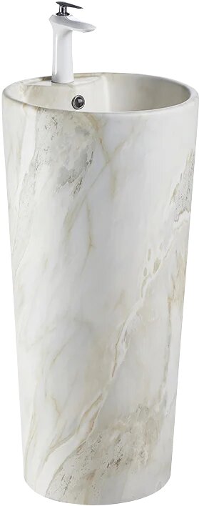 Раковина напольная SantiLine SL-4007 41 напольная, 41 см, фаянсовая, раковина для ванной, бежевая, круглая, со сливом-переливом