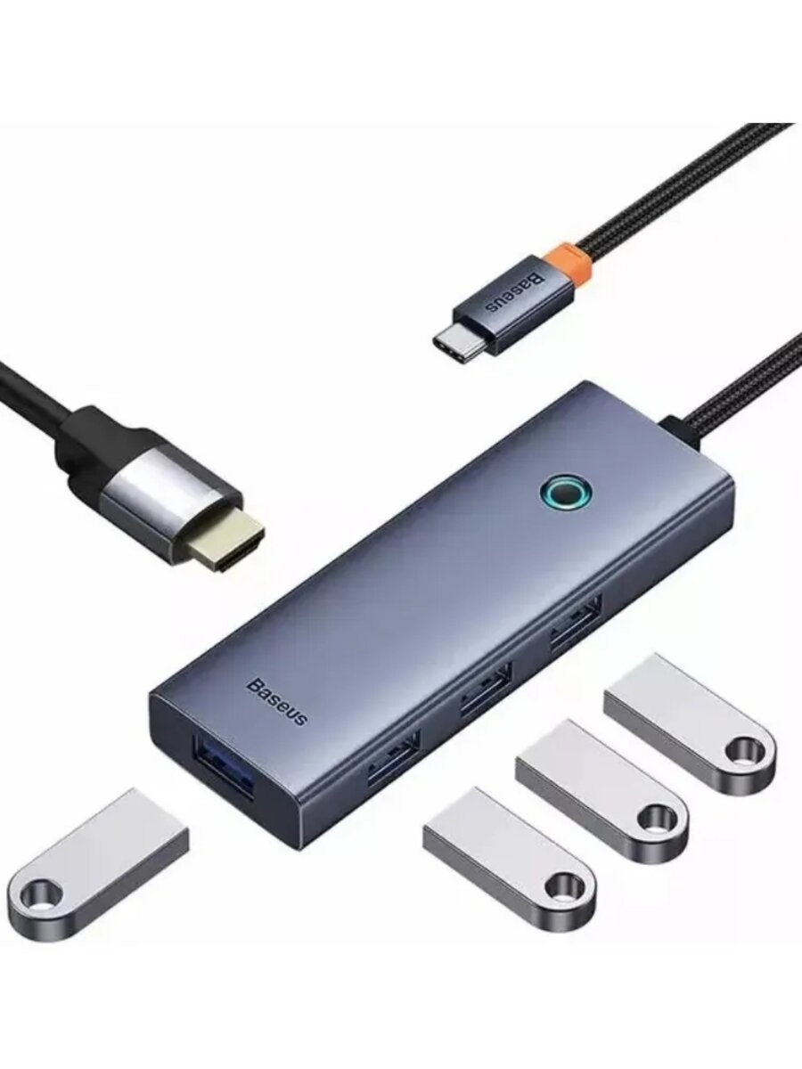 Baseus UltraJoy Series - 5-портовая док-станция USB-C хаб (серый)
