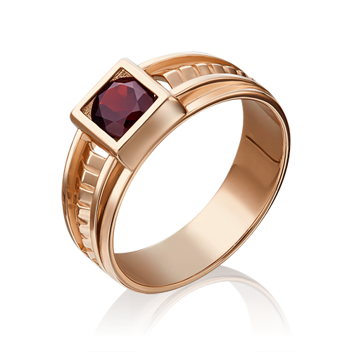 Кольцо, красное золото, 585 проба, гранат