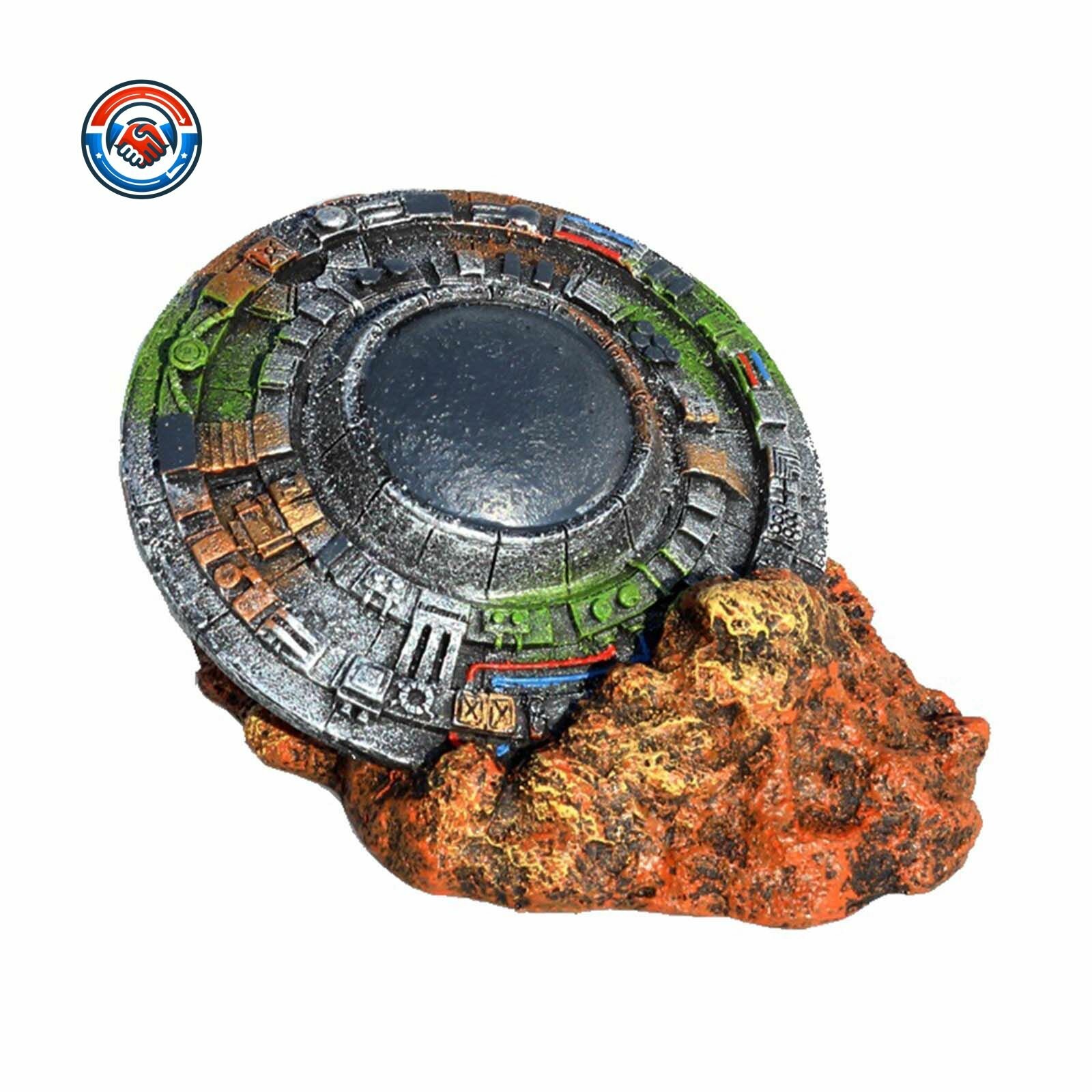 Декорация для аквариума НЛО летающая тарелка, футуристический космический корабль из смолы, безопасное украшение для пресной и морской воды, аксессуар для террариума и аквариума