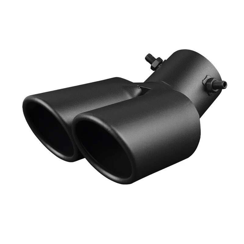 1 шт, 63 мм, универсальный автомобильный двойной выпускной выхлоп из нержавеющей стали, черный наконечник выхлопной трубы, глушитель, наконечники для двойной трубы, автомобильные аксессуары, black bent