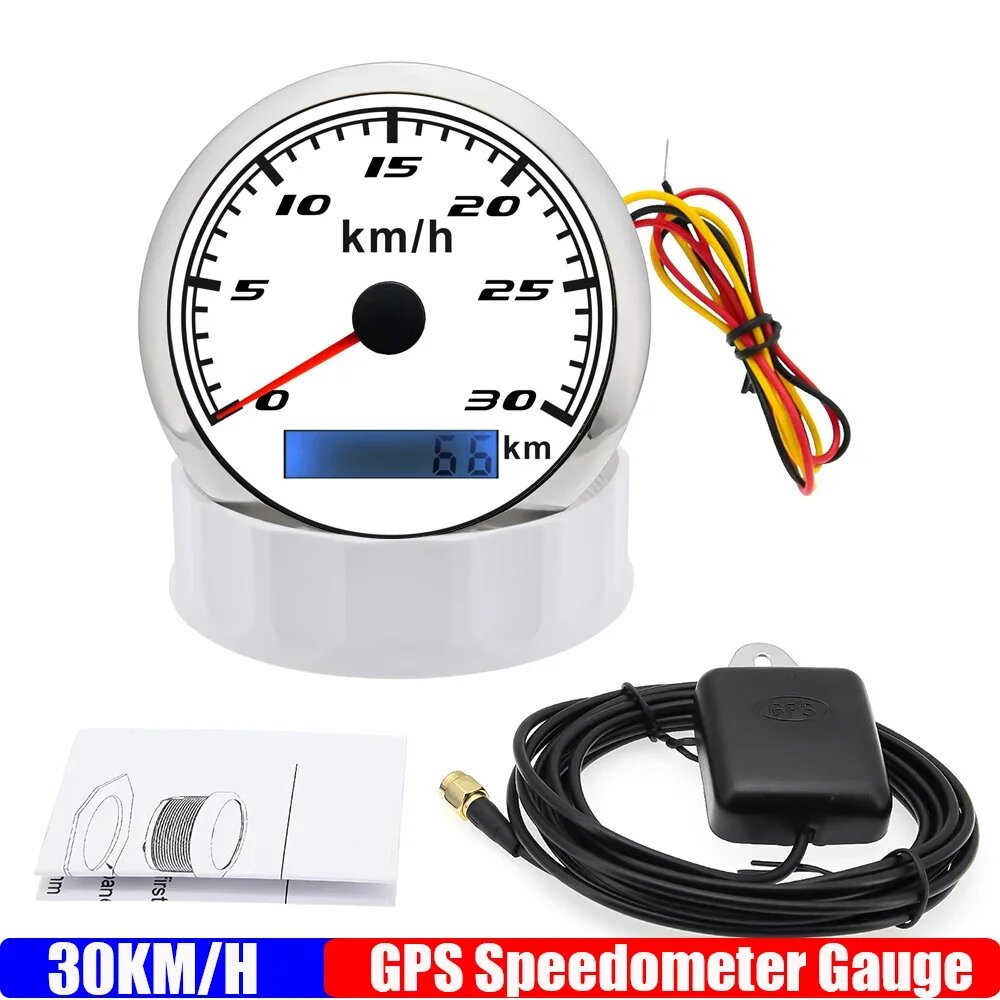 7-цветный светильник 60/120 км/ч 85 мм GPS-спидометр для лодки, автомобиля, грузовика, измеритель скорости с GPS-антенной, водонепроницаемый, 9-32 В, на заказ, 30KMH WS