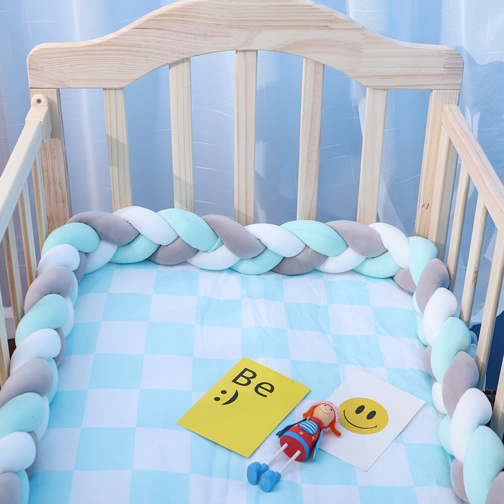 Узелковый плетеный бампер для младенца, мягкая подушка ручной работы с узлом, декор для детской колыбели, подарочный защитный чехол для сна из хлопка, 3 метра (118,1 дюйма) - 3 нити со смешанным цветом