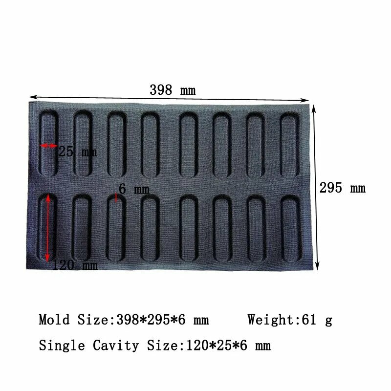 Силиконовая мини-багетная сковорода с полостью 12/16 полостей, сэндвич-булочка для хот-догов, дышащая форма для хлеба, вкладыши для выпечки, коврик, форма для хлеба для домашней духовки, Серый