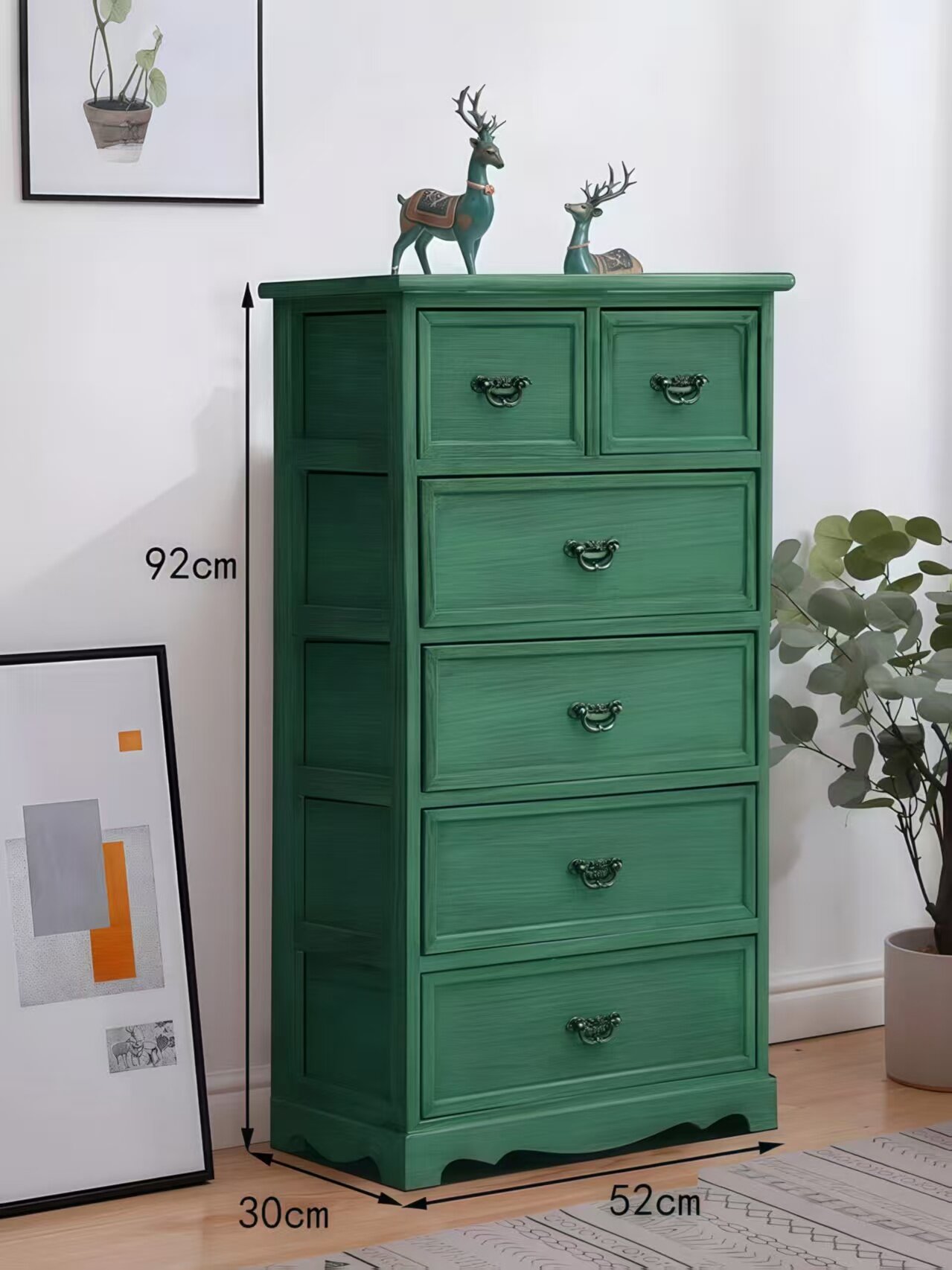 Пенал "green", массив дерева, зеленый, 52x30x92 см, деревянный шкаф в стиле ретро