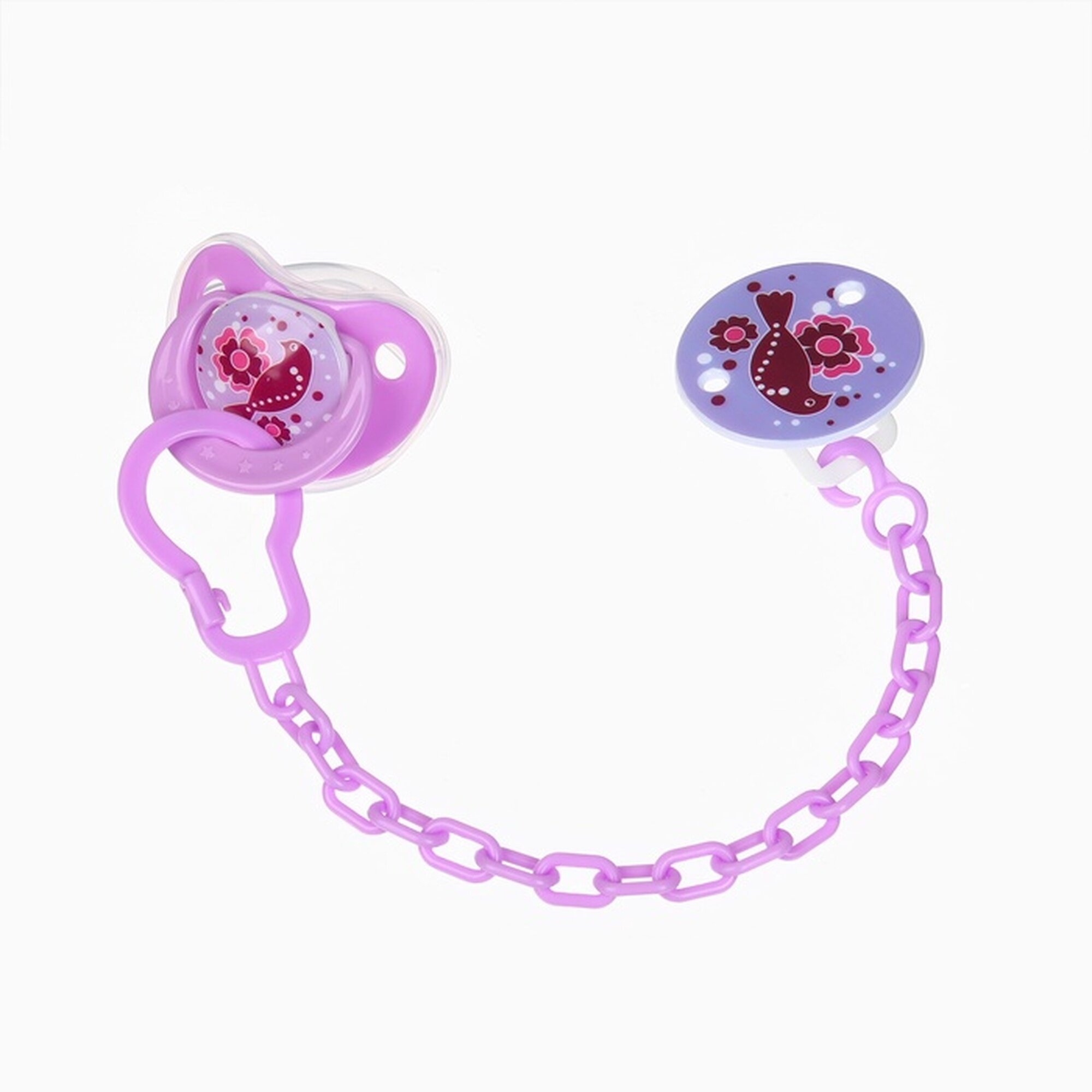 Пустышка ортодонт, с колпачком и держателем, от 0 мес, цвет Фиолет / Роз
