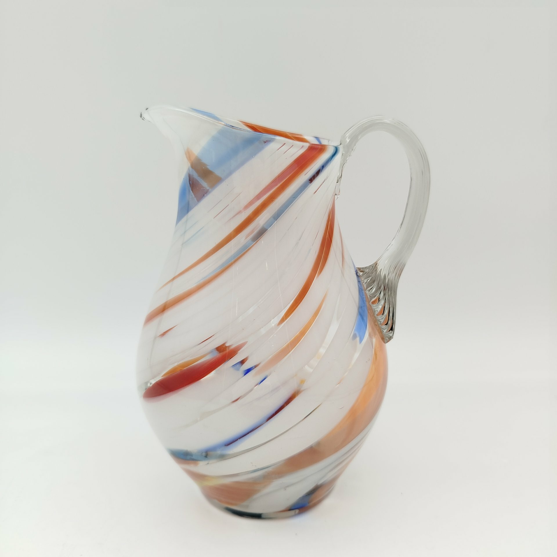 Кувшин с декором виде цветных полос, цветное стекло, СССР, 1970-1990 гг.