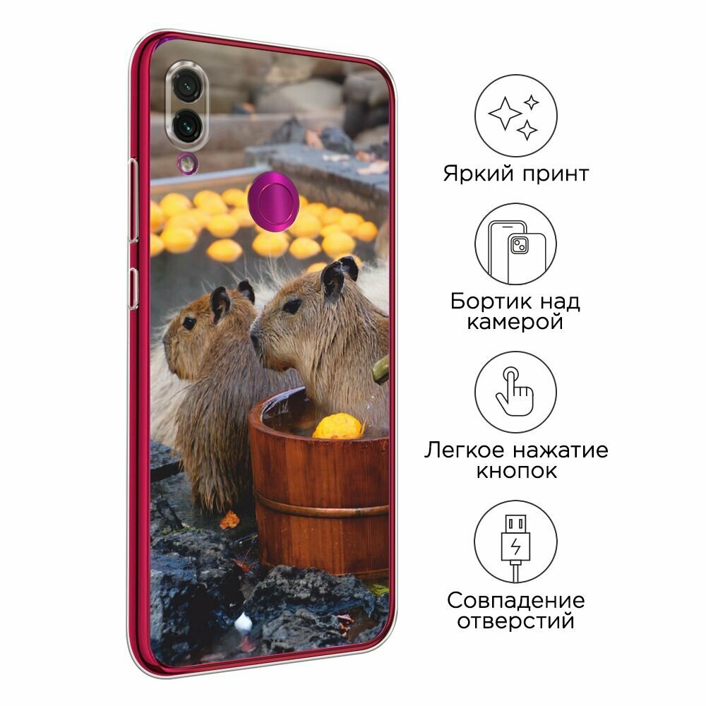Чехол на Xiaomi Redmi Note 7 / Сяоми Редми Нот 7 с принтом "Капибары отмокают" — фото 1