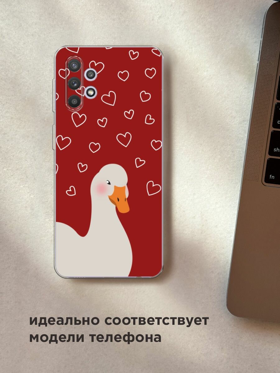 Чехол на Samsung Galaxy A32 / Самсунг Галакси А32 с принтом "Влюблённый гусь 1 - 14 февраля" — фото 1