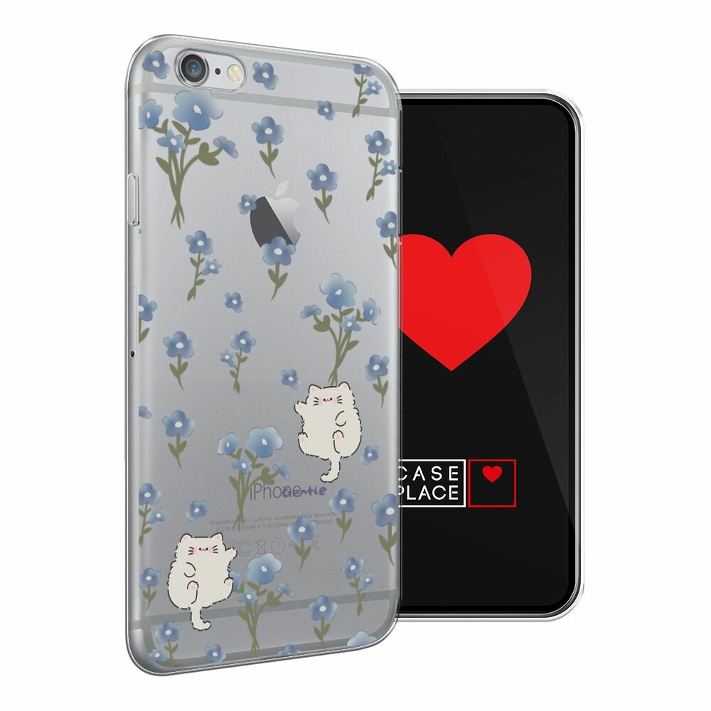 Чехол на Apple iPhone 6 / Айфон 6 с принтом "Gentle cats", прозрачный — фото 1