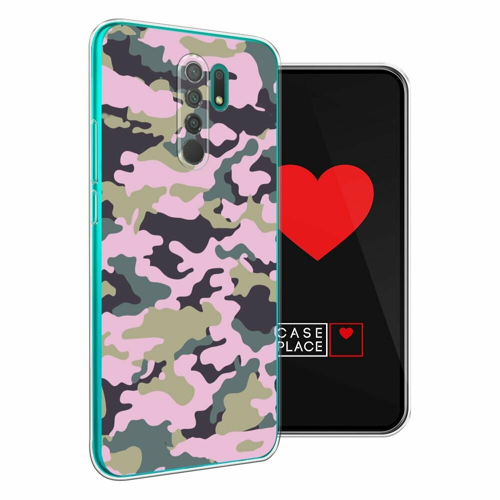 Чехол на Xiaomi Redmi 9 / Сяоми Редми 9 с принтом "Камуфляж розовый - 23 февраля" — фото 1