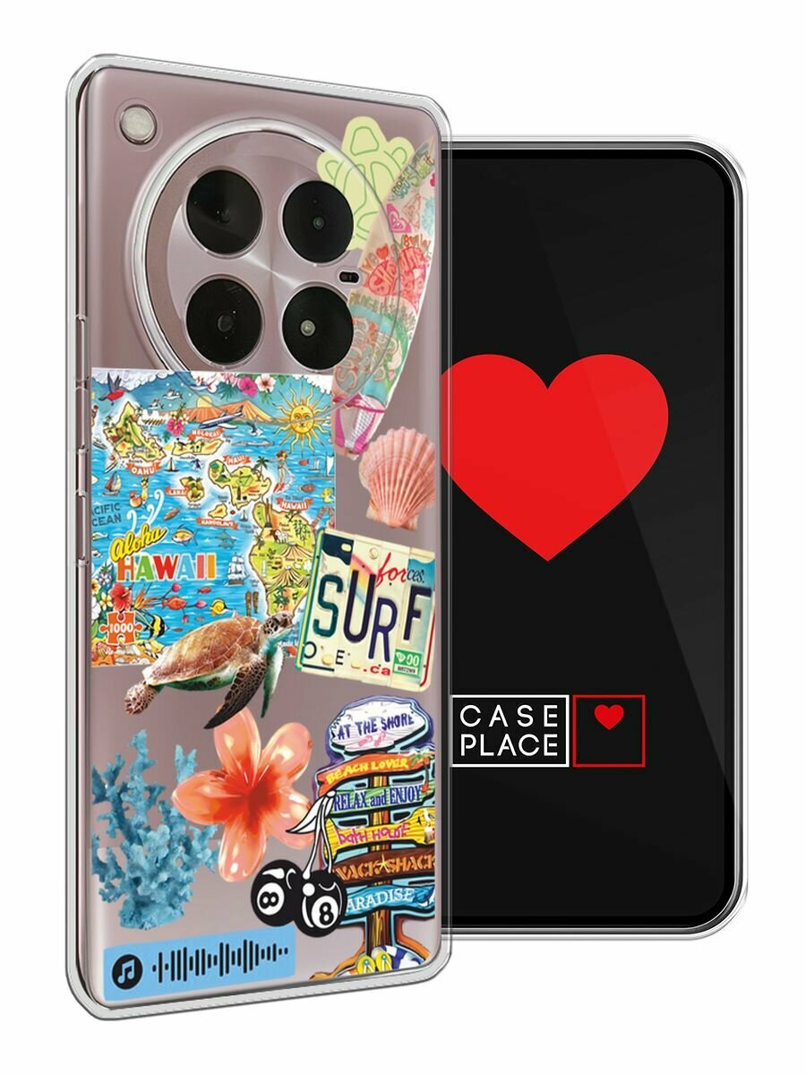 Чехол на Infinix Zero 40 4G / Инфиникс Зеро 40 4G с принтом "Summer collage", прозрачный — фото 1