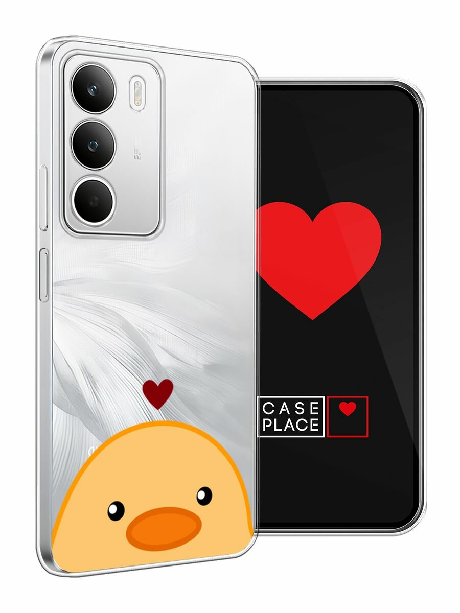Чехол на Realme C71/P3 Lite 4G / Реалми С71/P3 Лайт 4G с принтом "Влюблённая уточка - 14 февраля", прозрачный — фото 1