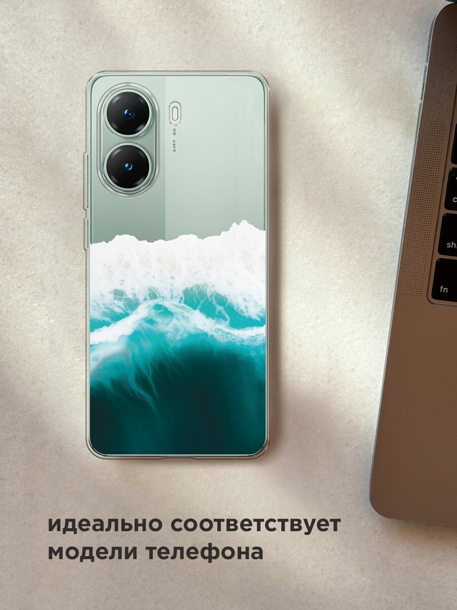 Чехол на Poco X7 Pro / Поко X7 Про с принтом "Большая волна", прозрачный — фото 1
