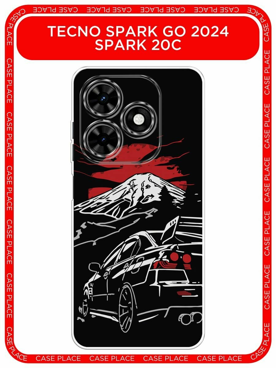 Чехол на Tecno Spark Go 2024/Spark 20C / Текно Спарк Го 2024/Спарк 20C с принтом "Машина в горах JDM"