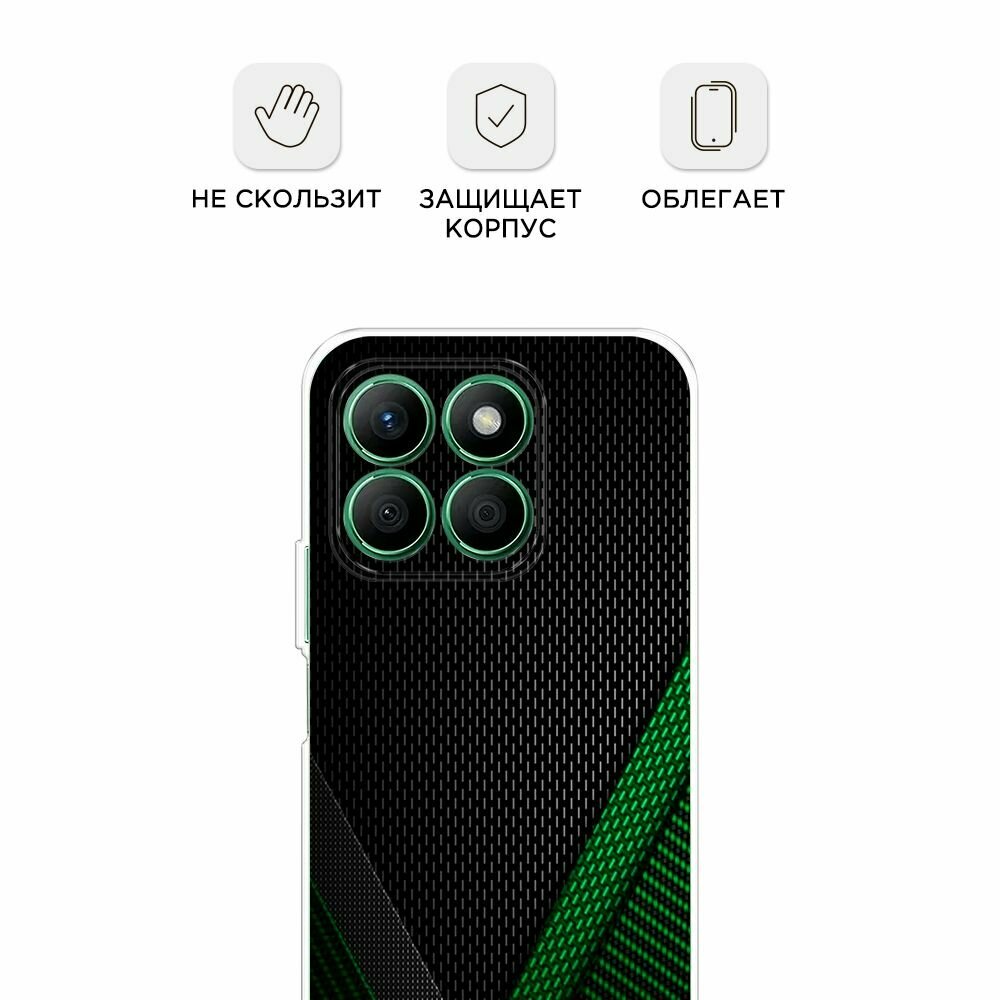 Силиконовый чехол на Honor X8B / Хонор X8B с принтом "Зеленый карбон" — фото 1