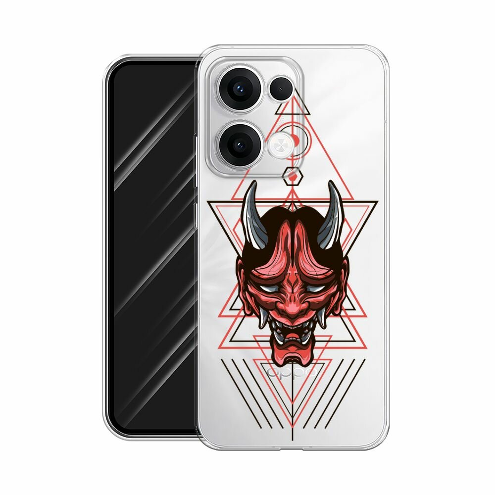 Чехол на Oppo Reno 13 / Оппо Рено 13 с принтом Hanya Oni mask, прозрачный — фото 1