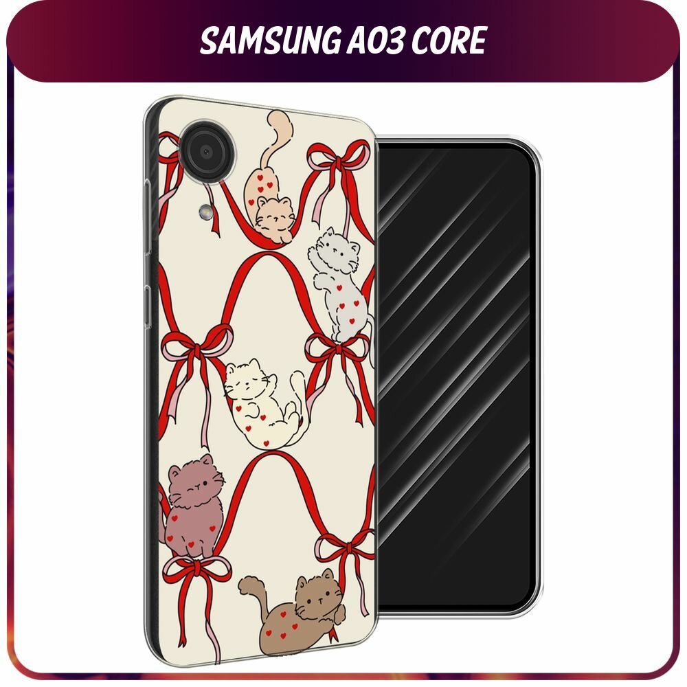 Чехол на Samsung Galaxy A03 Core / Самсунг Галакси А03 Core с принтом "Котики в ленточках 1"