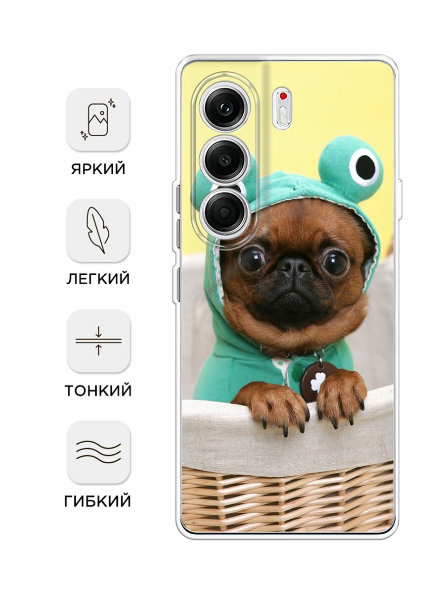 Чехол на Tecno Camon 40 Pro / Текно Камон 40 Про с принтом "Собачка в шапке лягушки" — фото 1