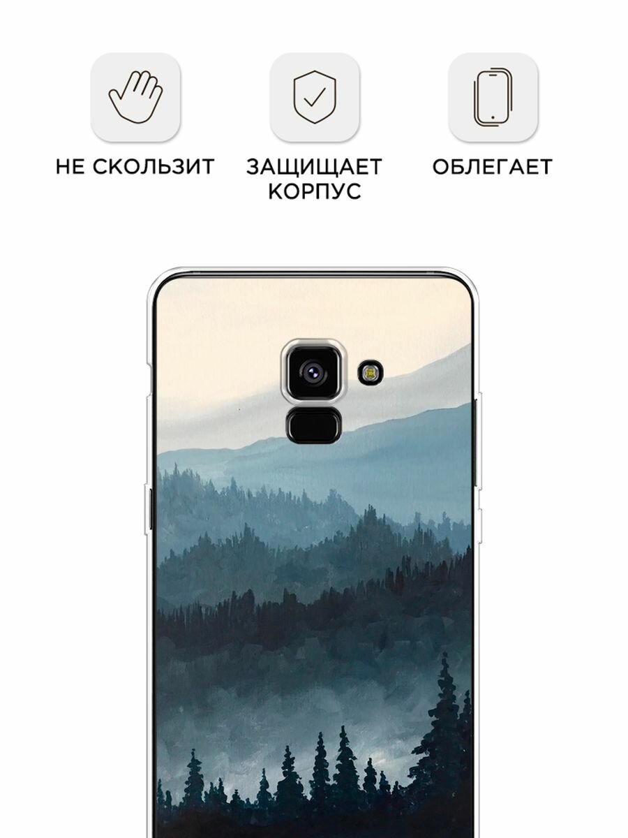 Чехол на Samsung Galaxy A8 + / Самсунг Галакси А8 Плюс 2018 с принтом "Туманные горы" — фото 1