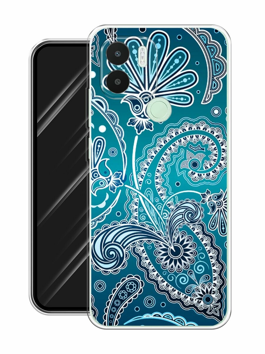 Чехол на Xiaomi Redmi A1+/Redmi A2+/Poco C51/C50 / Редми A1+ с принтом "Узоры на синем" — фото 1
