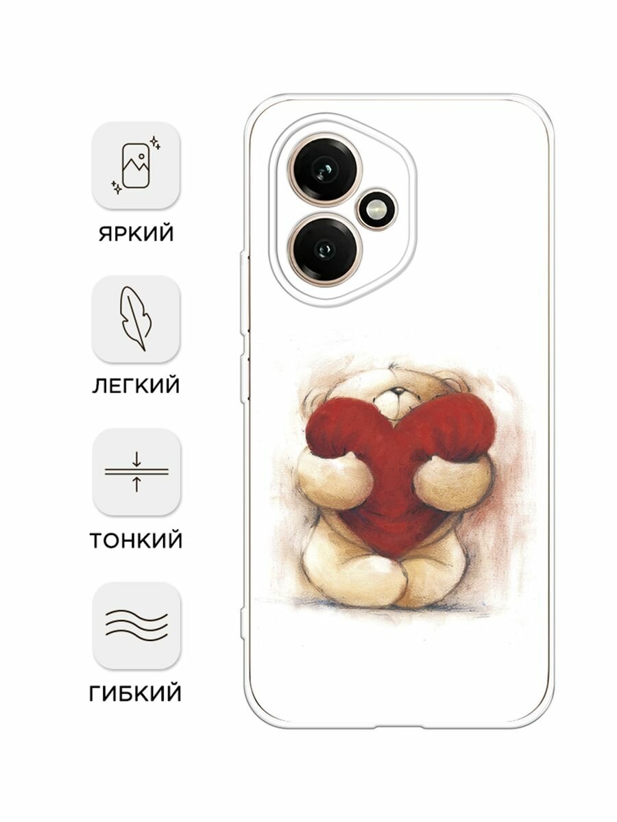 Чехол на Honor 400 / Хонор 400 с принтом "Мишка с сердцем 1" — фото 1
