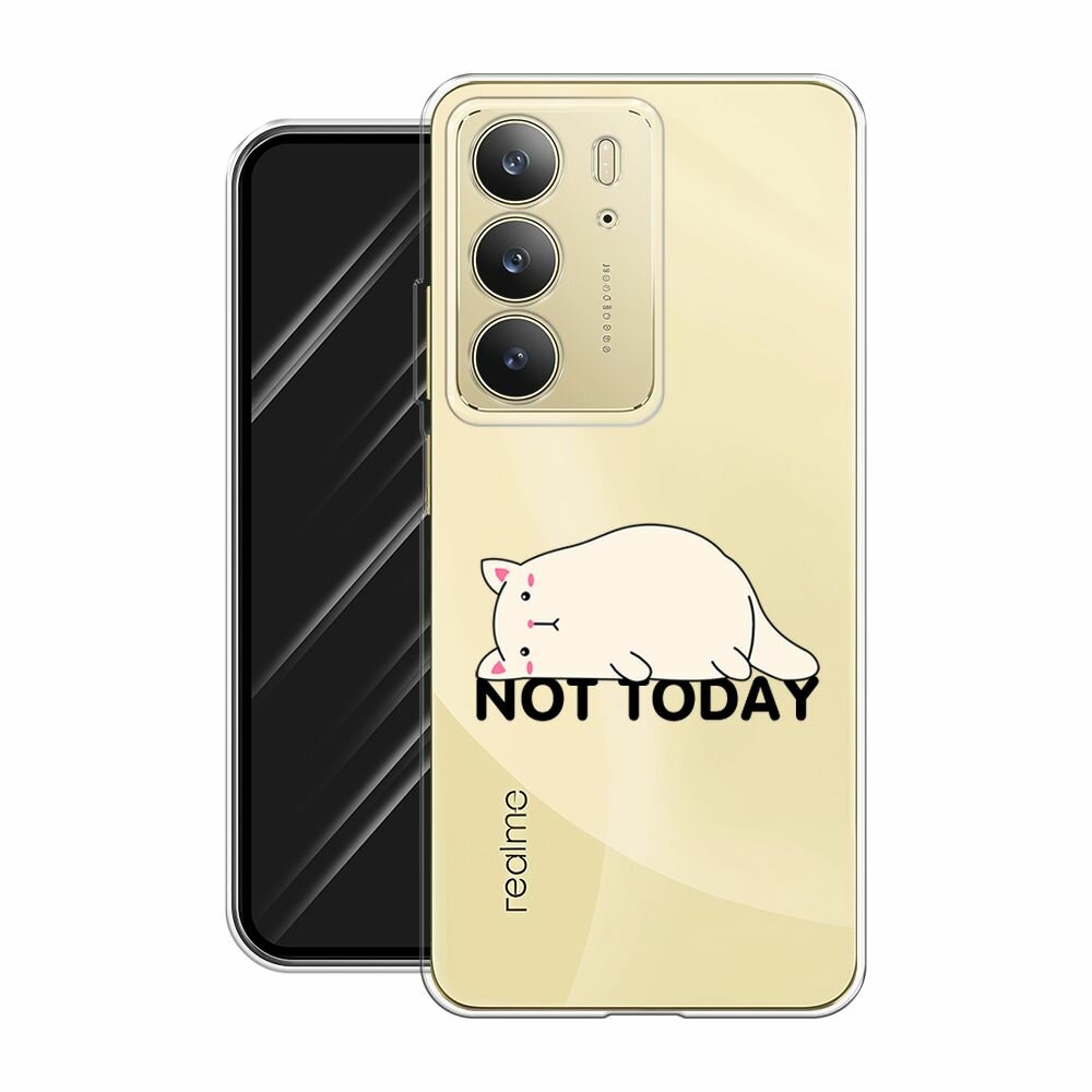Чехол на Realme C75 4G / Реалми C75 4G с принтом "Cat not today", прозрачный — фото 1