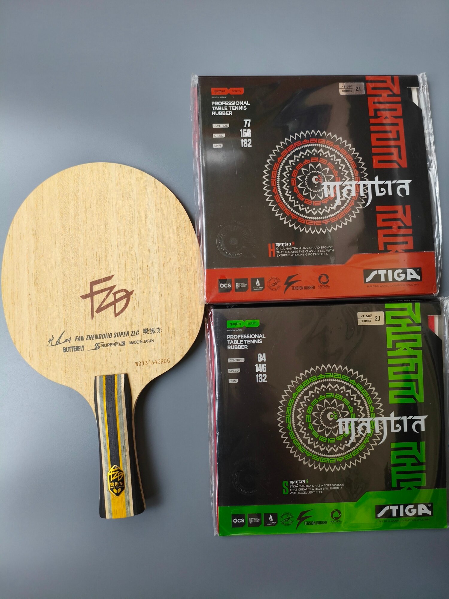 Ракетка ручной сборки butterfly fan zhendong super ZLC + Mantra H + S