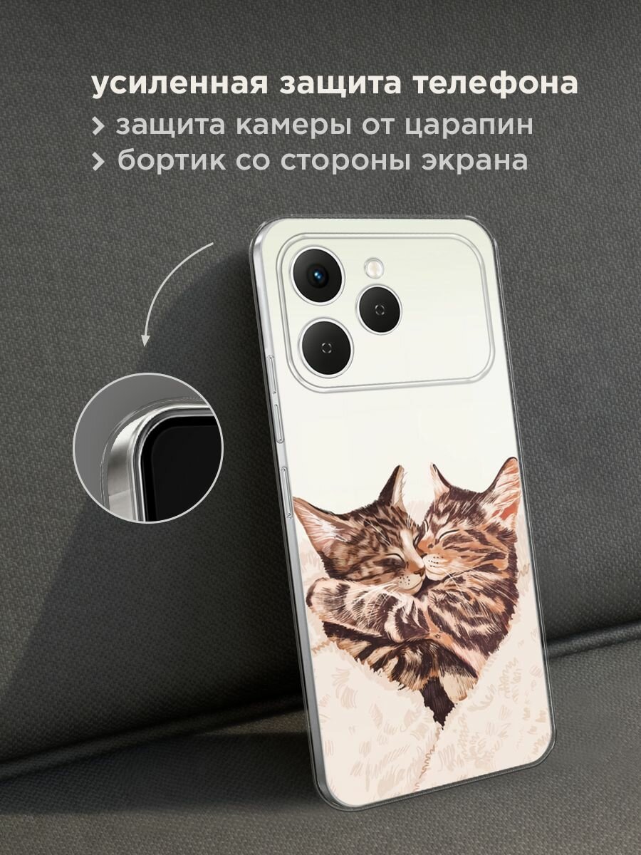 Чехол на Tecno Spark 40 / Текно Спарк 40 с принтом "Влюбленные котейки - 14 февраля" — фото 1