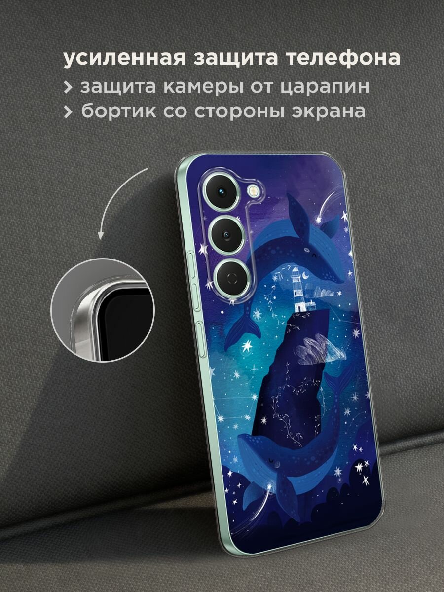 Чехол на Tecno Spark 40 Pro / Текно Спарк 40 Про с принтом "Ночные киты" — фото 1