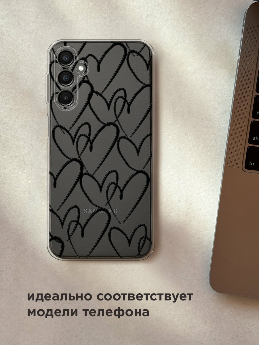 Чехол на Samsung Galaxy A24 / Самсунг Галакси A24 с принтом "Hearts doodle black 1" — фото 1
