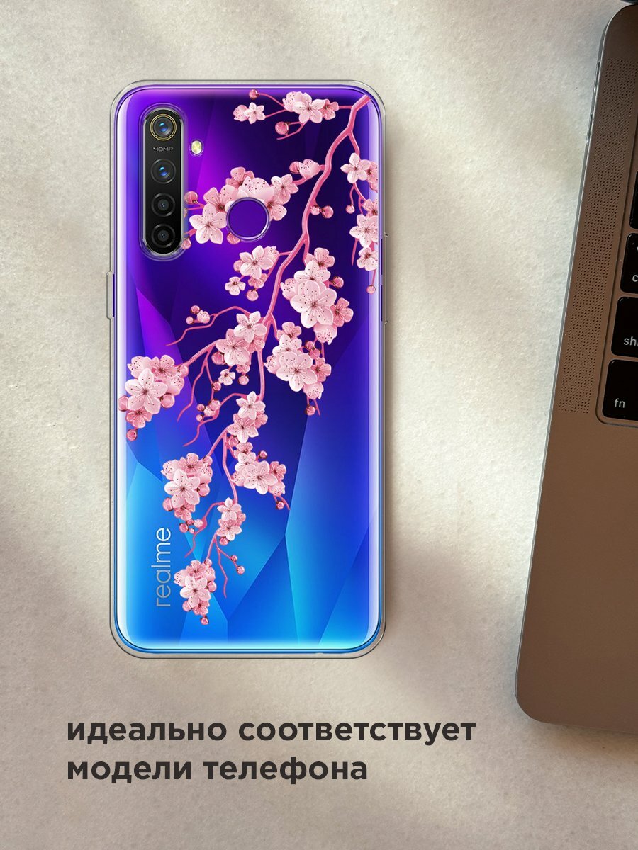 Чехол на Realme 5 Pro / Реалми 5 Про с принтом "Ветка сакуры 2" — фото 1