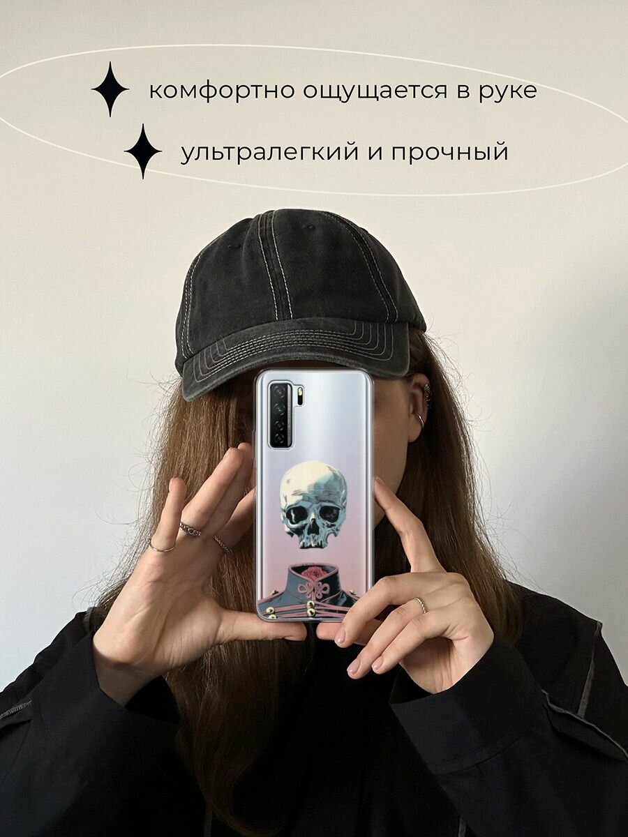 Чехол на Honor 30S Global/Huawei P40 Lite 5G/Nova 7 SE с принтом "Гусар", прозрачный — фото 1