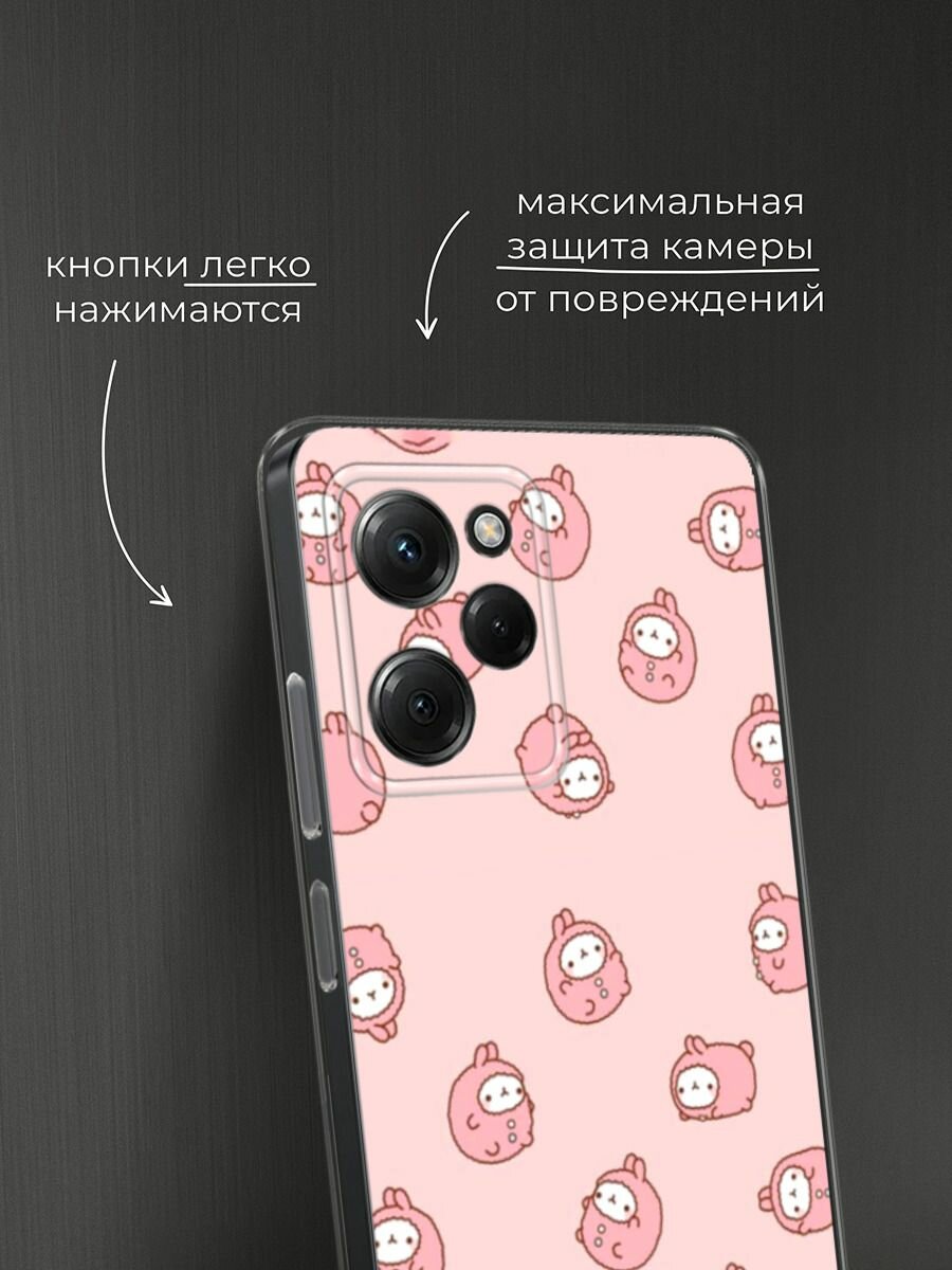 Чехол на Xiaomi Poco X5 Pro 5G / Сяоми Поко X5 Про 5G с принтом "Зайчики в капюшонах" — фото 1